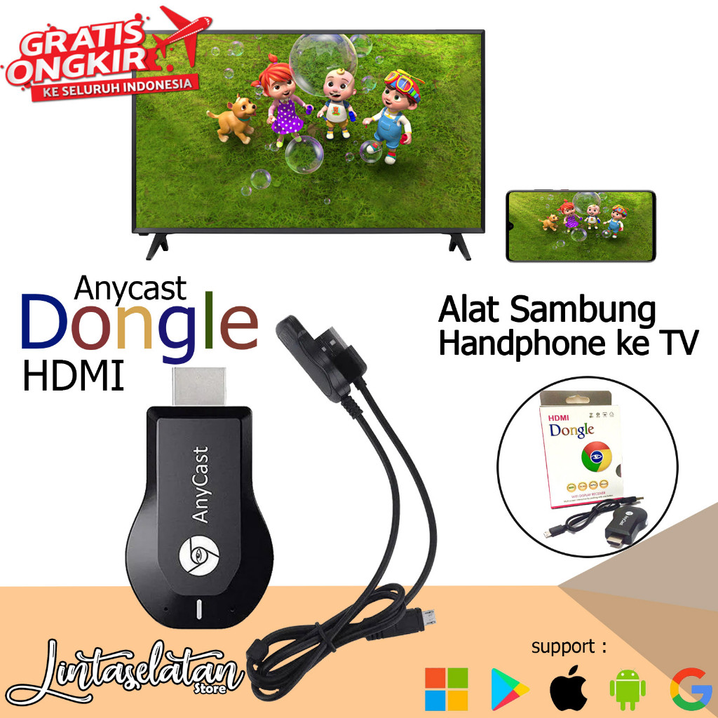 Jual Screen Mirroring Anycast Dongle Wifi HDMI Display Receiver Menyambungkan Hp Ke Tv HDMI ...