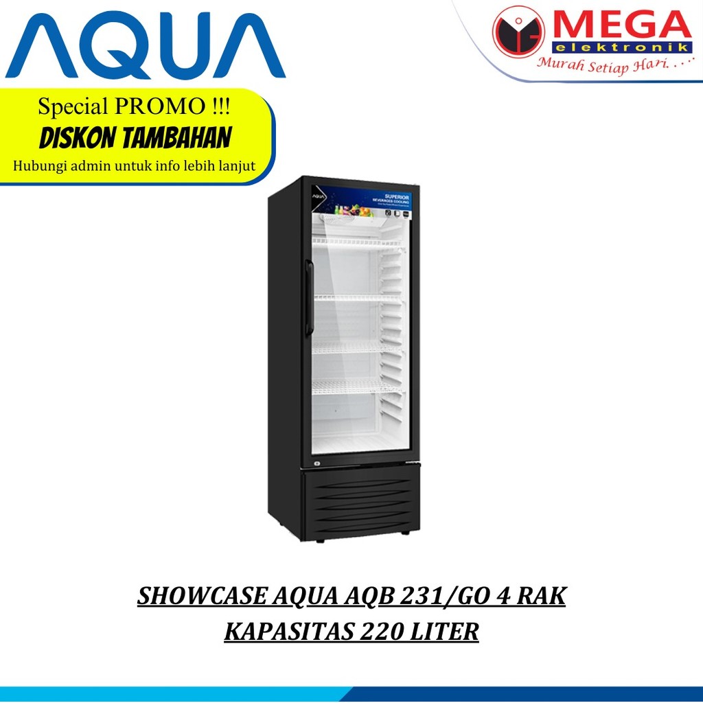 Jual SHOWCASE AQUA AQB 231/GO 4 RAK KAPASITAS 220 LITER | Shopee Indonesia