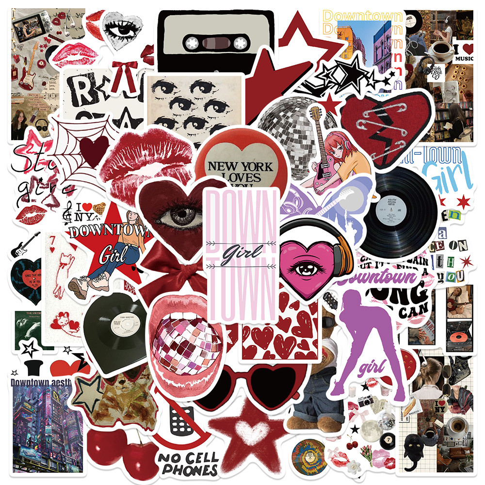 Jual 50PCS Downtown Y2K Girls VSCO 90s Vintage Cool Stickers Cute ...