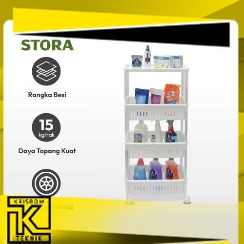 Jual Stora - Rak Troli 4 Tingkat Dengan Roda - Putih Tempat Penyimpanan ...