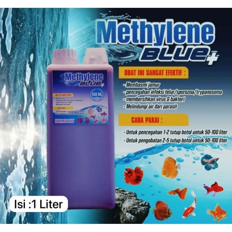 Jual Methylene blue 1 Liter Methaline Methlin blue Obat biru Penyakit Ikan Anti jamur | Shopee ...