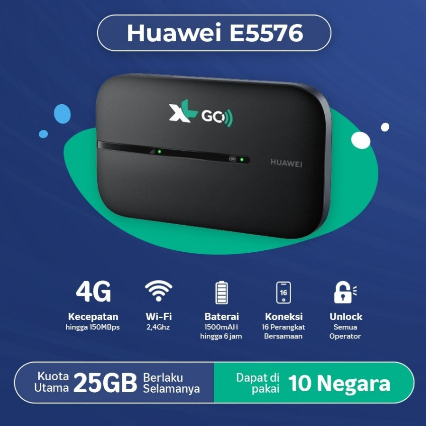 Jual Huawei Modem WiFi E5576 4G LTE 150Mbps XL GO (25 GB) | Shopee ...