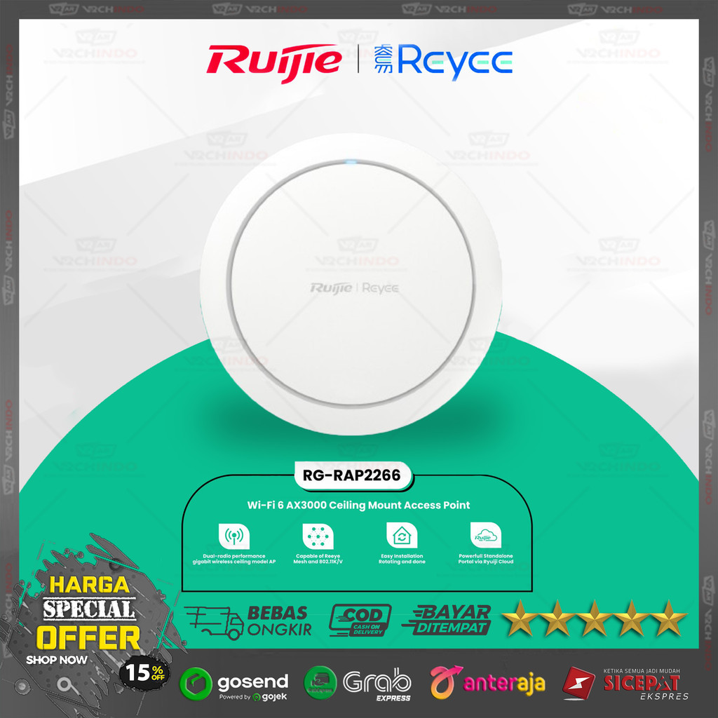 Jual RG-RAP2266 AX3000 Wi-Fi 6 Ceiling Mount Access Point Ruijie Reyee !! | Shopee Indonesia
