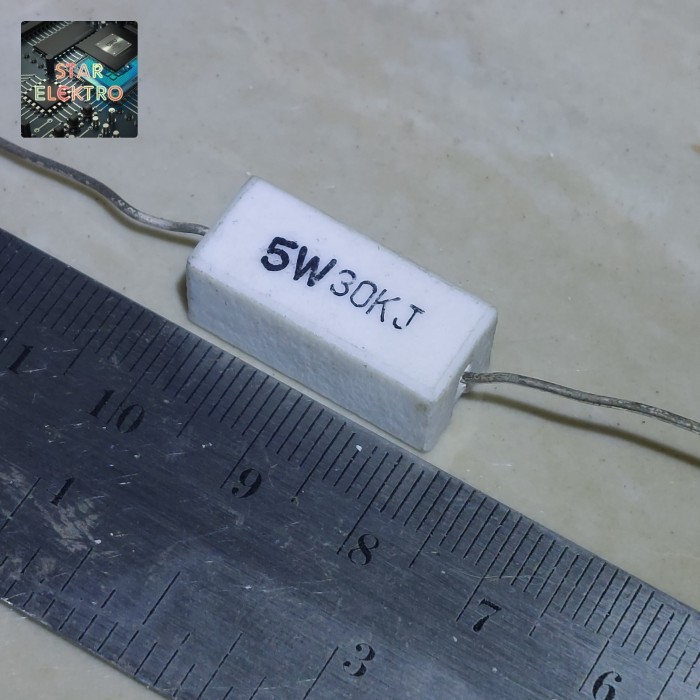 Jual 5W30KJ 5W 30K ohm R Resistor Kapur 5watt 30Kilo J 30KR 30KJ 5 w watt 30KOhm 30 Kilo - 10 ...