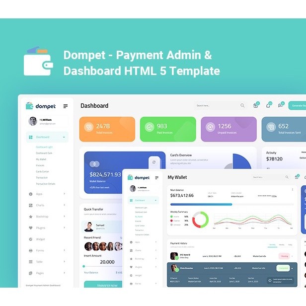 Jual Bootstrap 5 - Dompet v1.0 | Payment Admin Dashboard Template | Shopee Indonesia