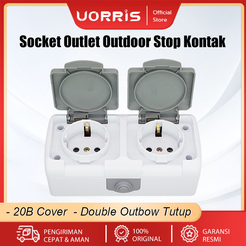 Jual UORRIS Stop Kontak Double 2 OB Cover Model Broco Atlantic ...