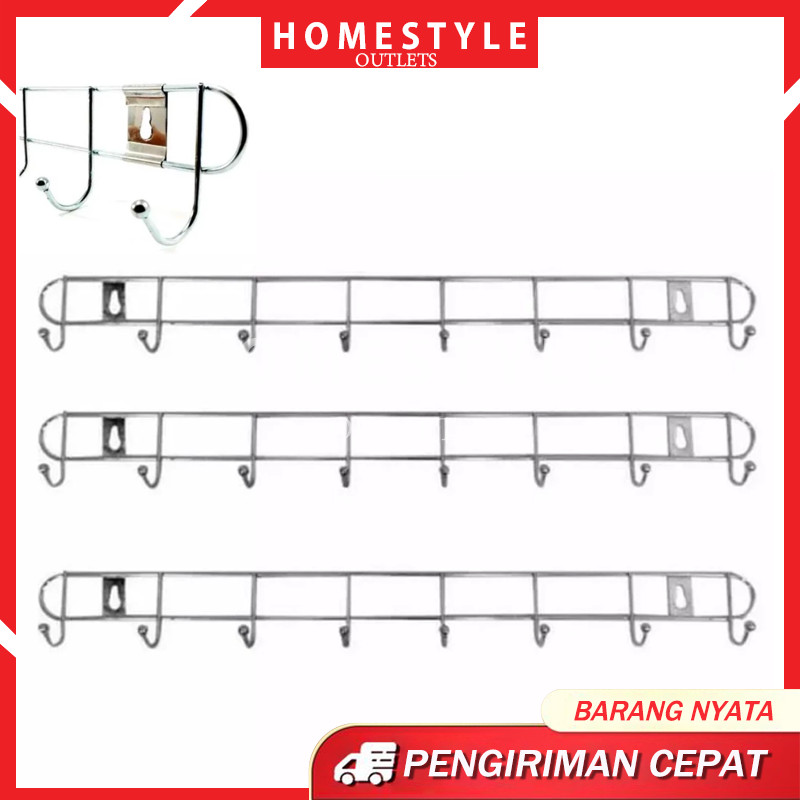 Jual Kapstok Stainless Steel Anti Karat Kapstok Dinding 6/8/10Kait Kait Gantungan Baju Dinding ...