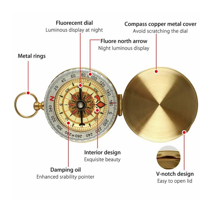 Jual Kompas Vintage / Compas Warna Emas Kiblat / Compass Lensatic Kecil ...