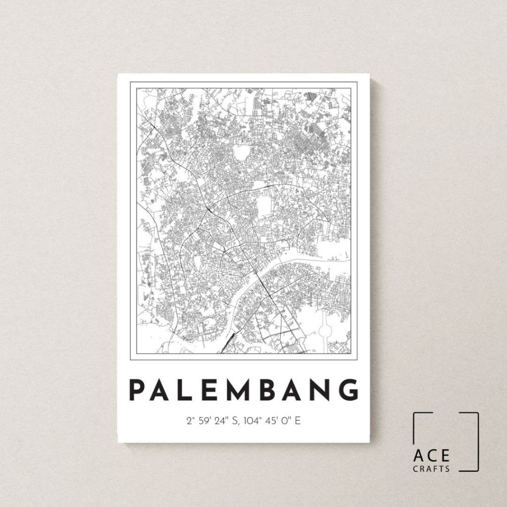 Jual Palembang Indonesia City Map hiasan dinding ruangan custom poster ...