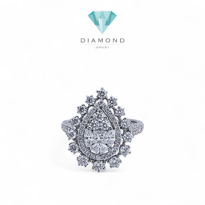 Jual Tear Drop Diamond Ring 18K / Diamond Jewelry | Shopee Indonesia
