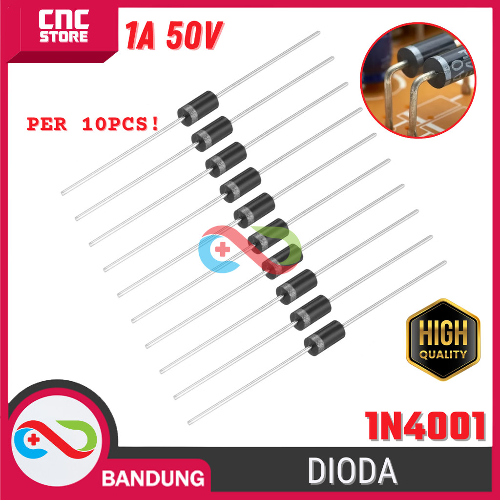 Jual Dioda 1N4001 1A 50V – 10PCS Rectifier Diode Penyearah Arduino DIY | Shopee Indonesia