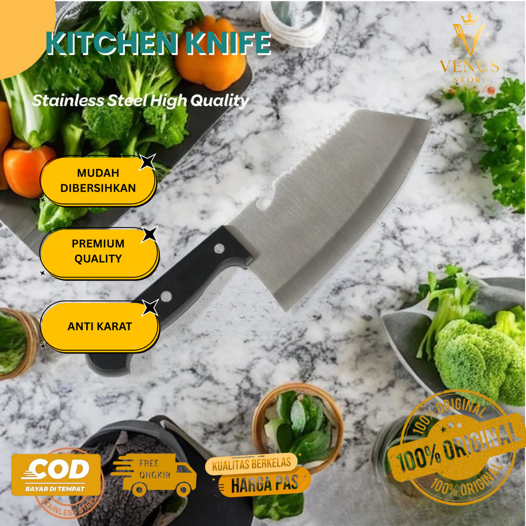 Jual Pisau Dapur Chinese Chef Knife Stainless Steel Pisau Daging Pisau ...