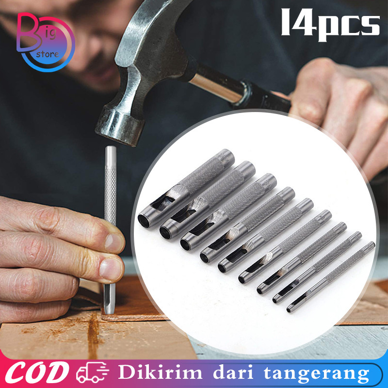 Jual Alat Pembolong 14pcs Plong Pembolong Bulat Bahan Kulit Hollow ...