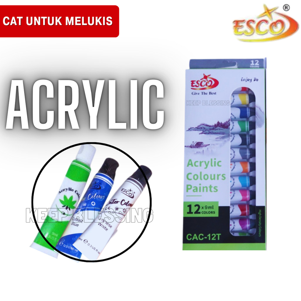 Jual Cat Lukis / Cat Acrylic / 12 Warna / Cat Kanvas 9ml / Akrilik ...
