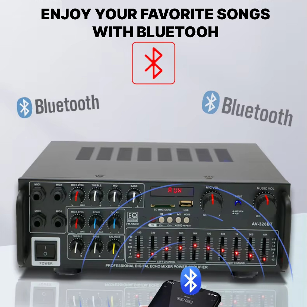 Jual Sunbuck Amplifier Bluetooth HiFi Karaoke USB Adjustable USB MP3 FM ...