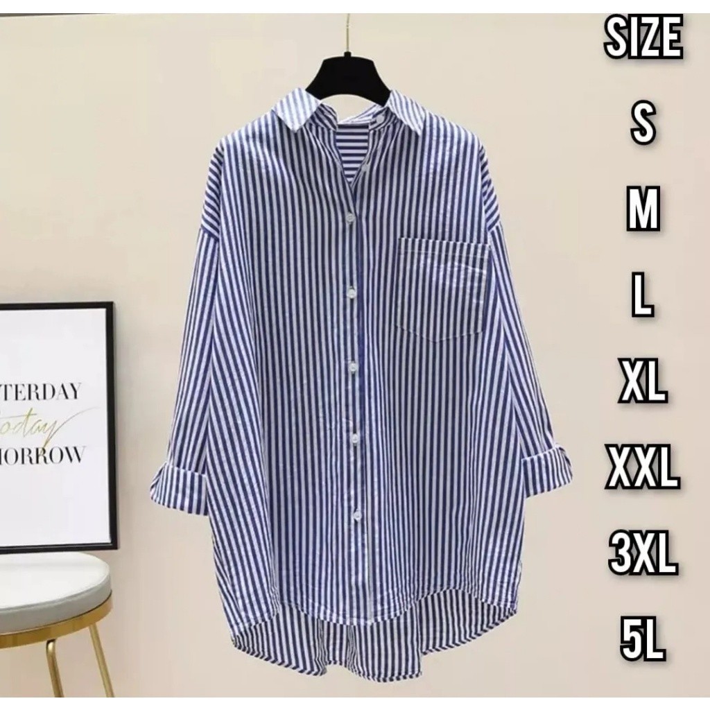 Jual kemeja salur wanita kekinian terbaru | Shopee Indonesia