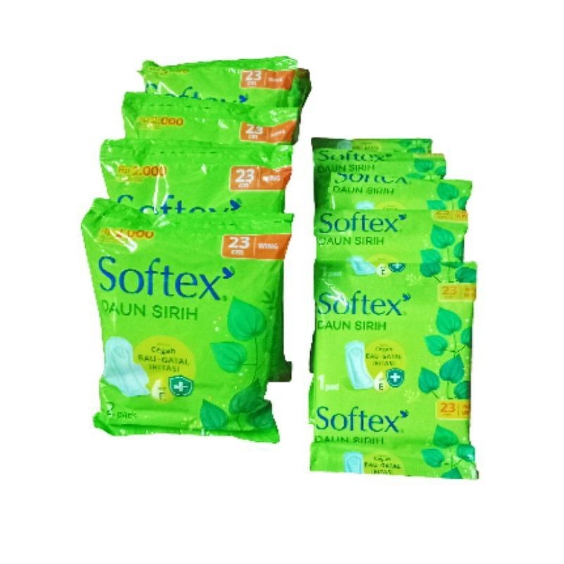 Jual softex daun sirih 23cm wing dan nonwing isi 10 sachet / renceng ...