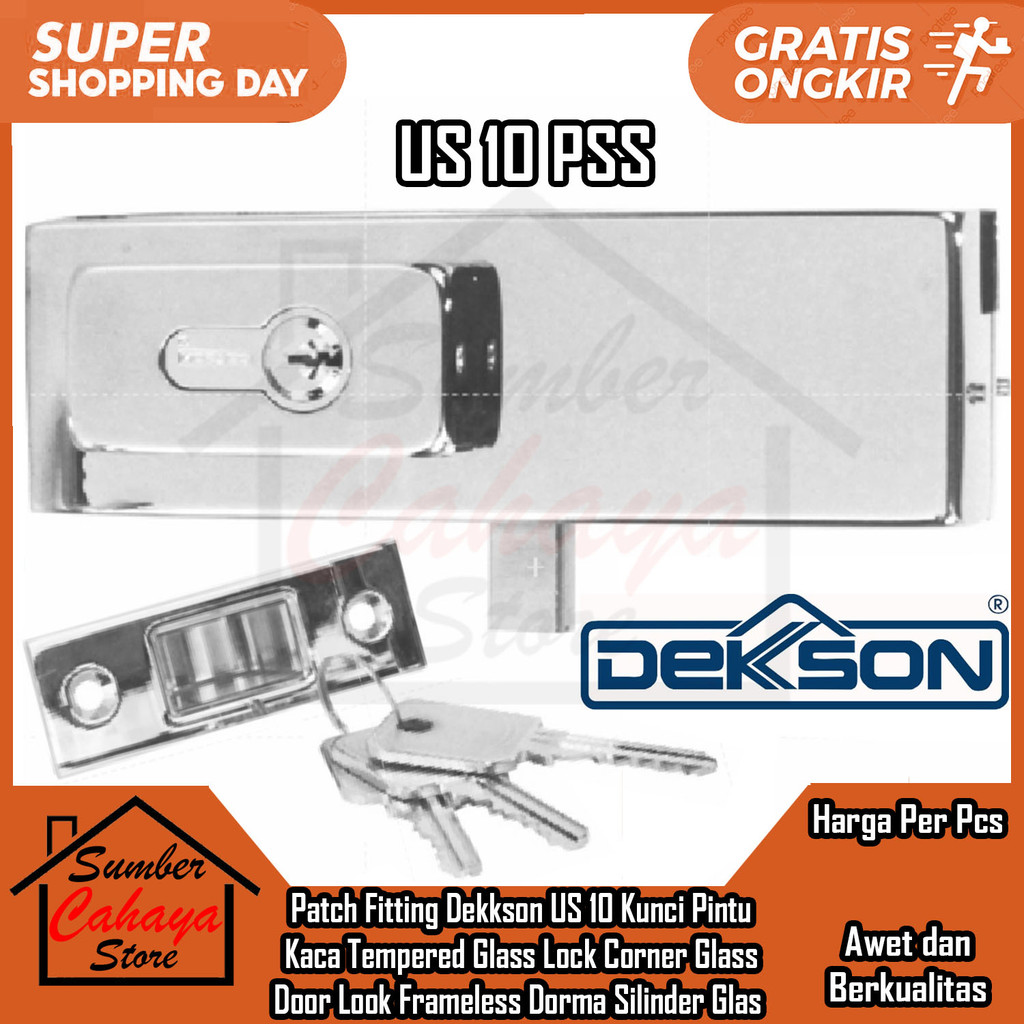 Jual Patch Fitting Dekkson Dekson Us10 Kunci Pintu Kaca Tempered Glass Lock Corner Alumunium ...