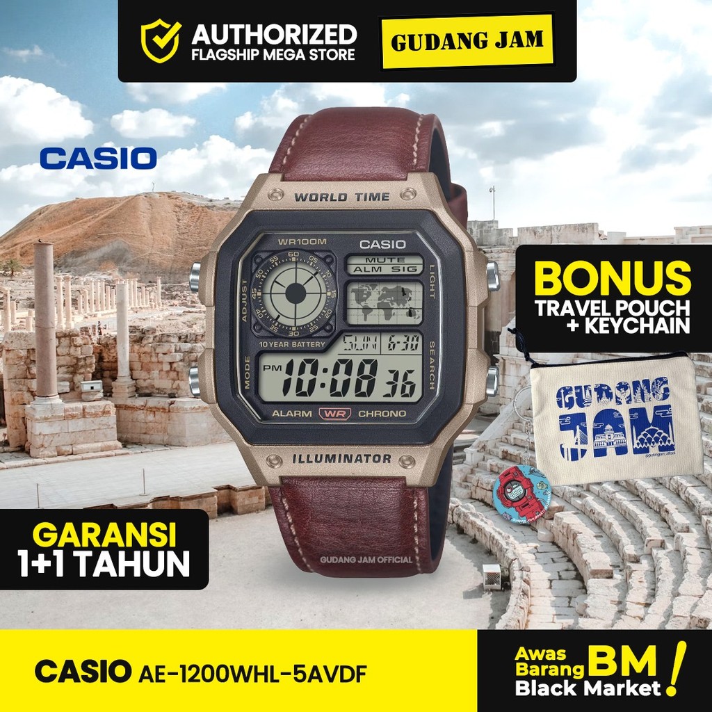 Jual Casio AE-1200WHL-5AVDF AE-1200WHL-5A AE-1200WHL AE1200WHL AE 1200WHL Digital Leather ...