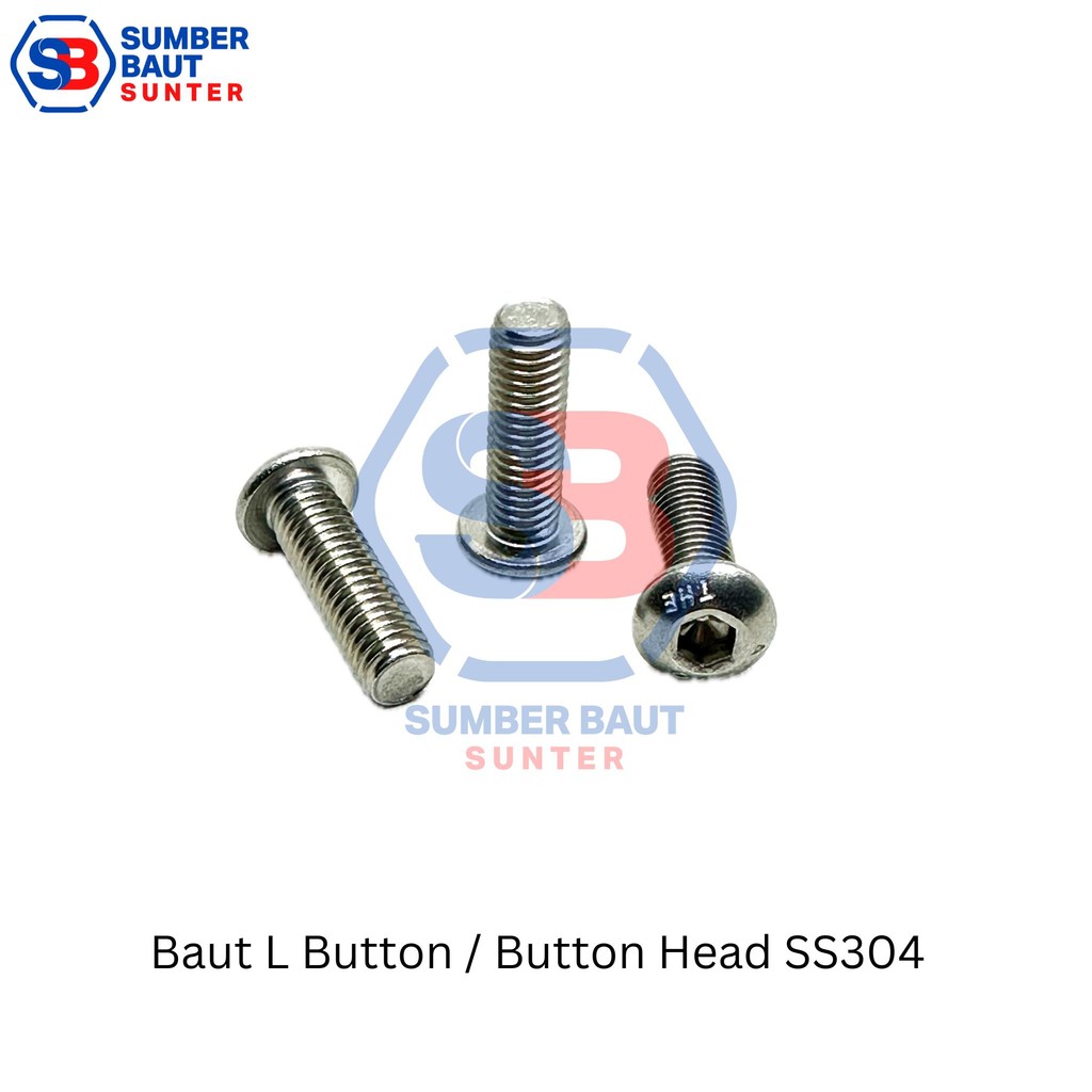 Jual M6x10 Button Head / Baut L Button Stainless SS304 Hex Head Socket ...