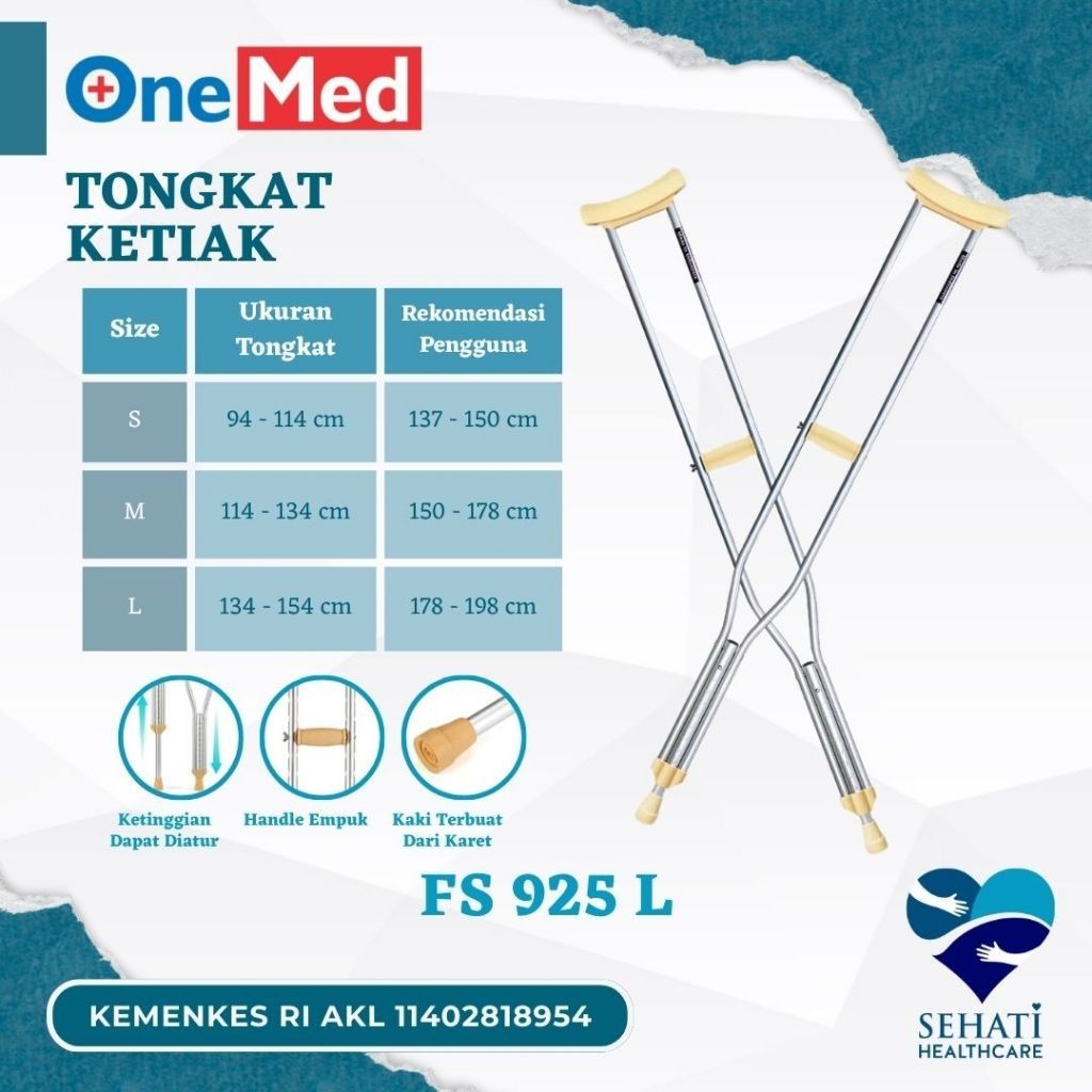 Jual Onemed Kruk Tongkat Ketiak Uk L M Alat Bantu Jalan Crutch Large ...