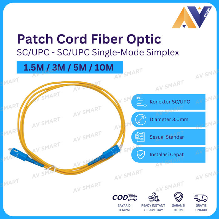 Jual Patch Cord SC - SC UPC Simplex Kabel Fiber Optic FO Single Mode 1.5 / 3 / 5 / 10 Meter ...