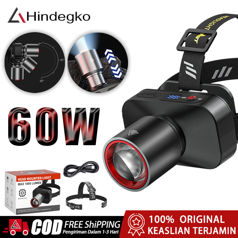 Jual Hindegko Acciaiie Senter Kepala Super Terang Senter Kepala Anti Air Zoom Lampu Senter ...