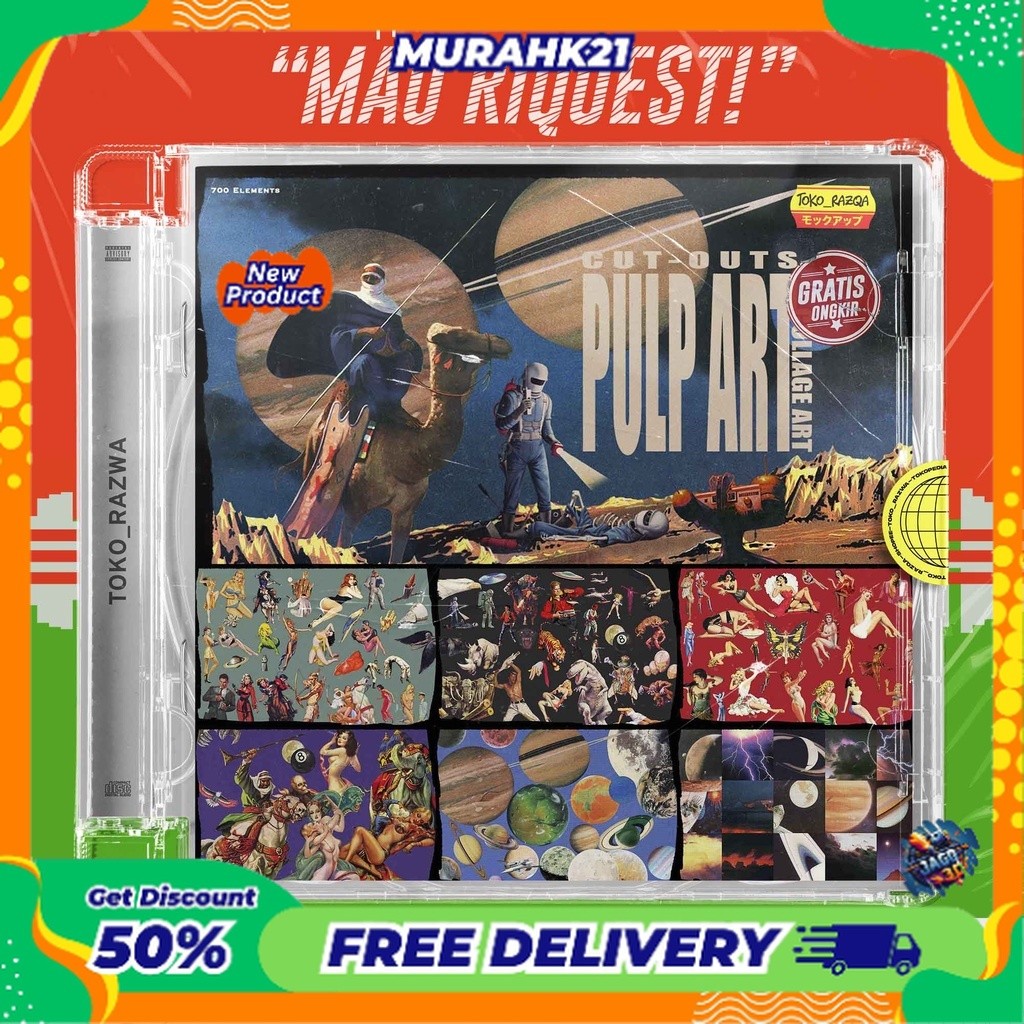 Jual Pulp Art - Collage Cut-Outs - 544 PNG + 1 PSD - Disain Sablon DTF ...