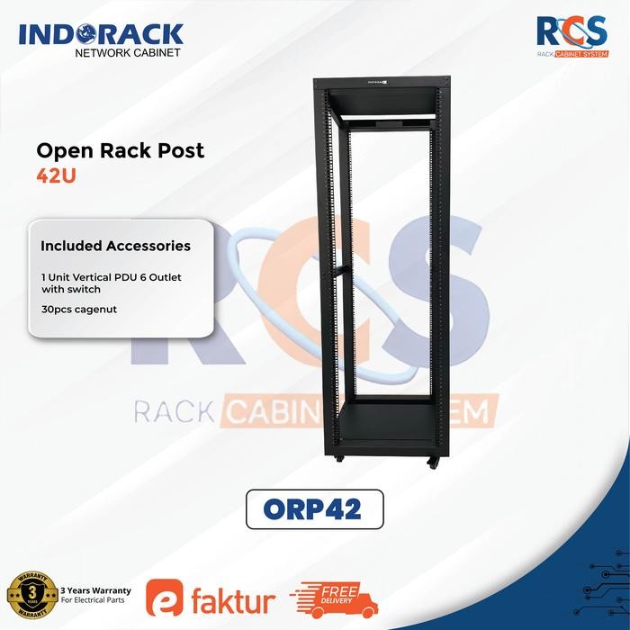 Jual ORP42 INDORACK OPEN RACK POST 42U 19inch Adjustble Depth 600 ...