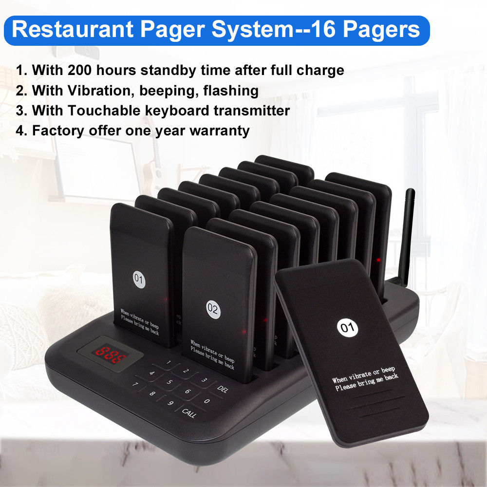 Jual Fast Shipping 16 Pagers 1 Keyboard Transmitter Pager System Call ...
