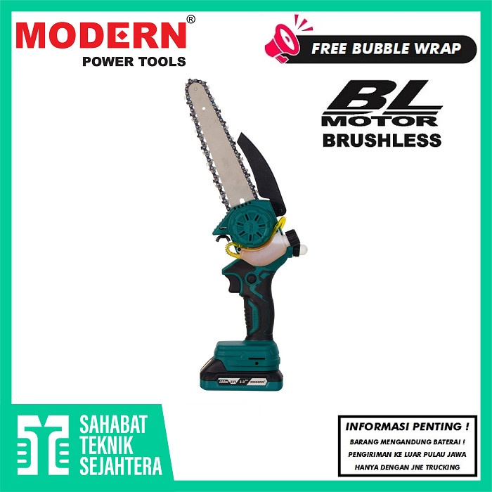 Jual MODERN M58 Mesin Cordless Mini Chainsaw 20V 8 Inch Gergaji Rantai Potong Kayu Chain Saw ...
