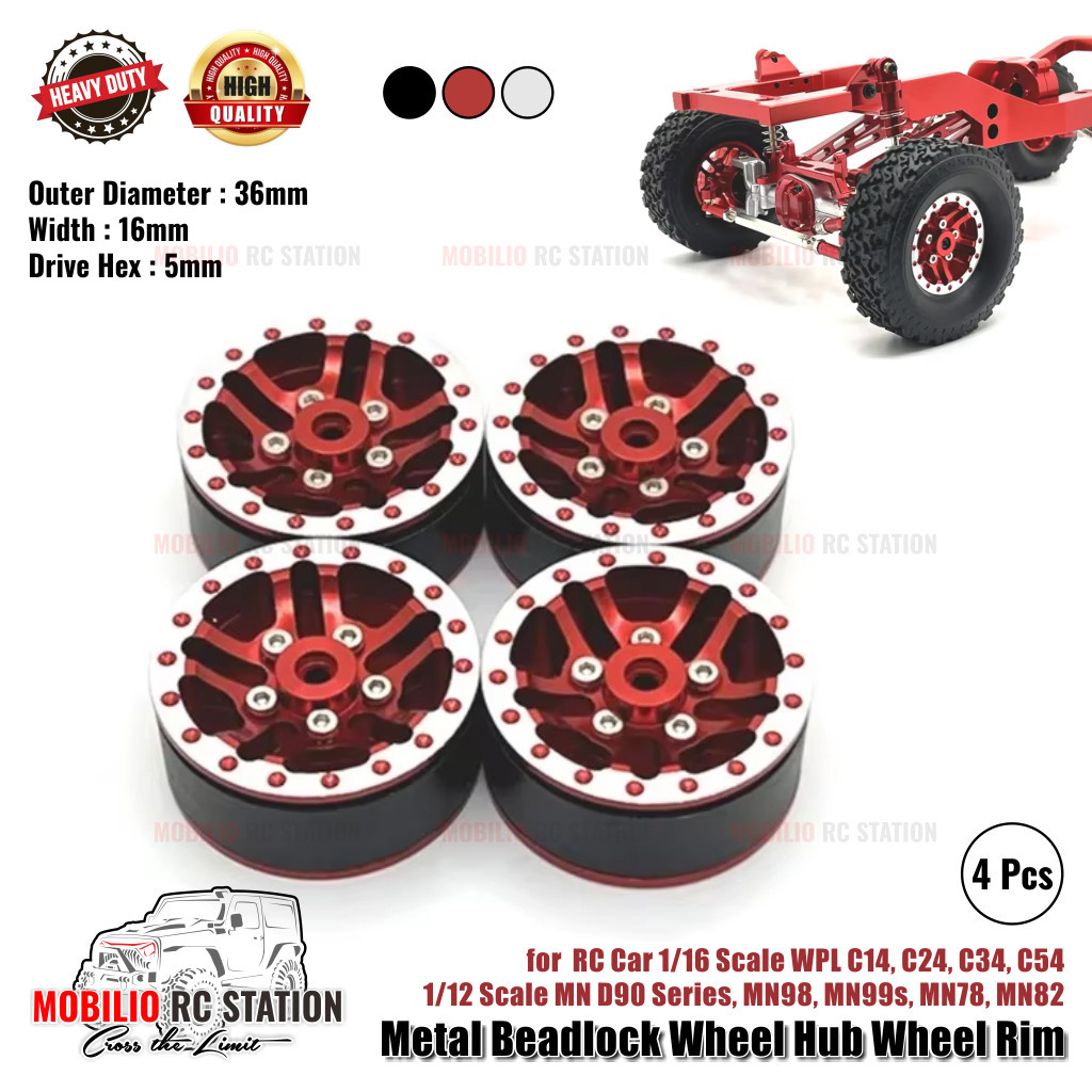 Jual Velg Upgrade Metal Beadlock Wheel Hub Wheel Rim for RC Car 1/16 ...