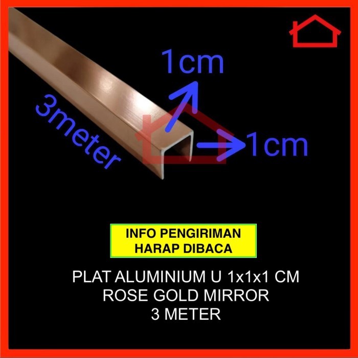Jual Plat Aluminium List U ROSE GOLD MIRROR 10 x 10 x 10 mm Baleno ...
