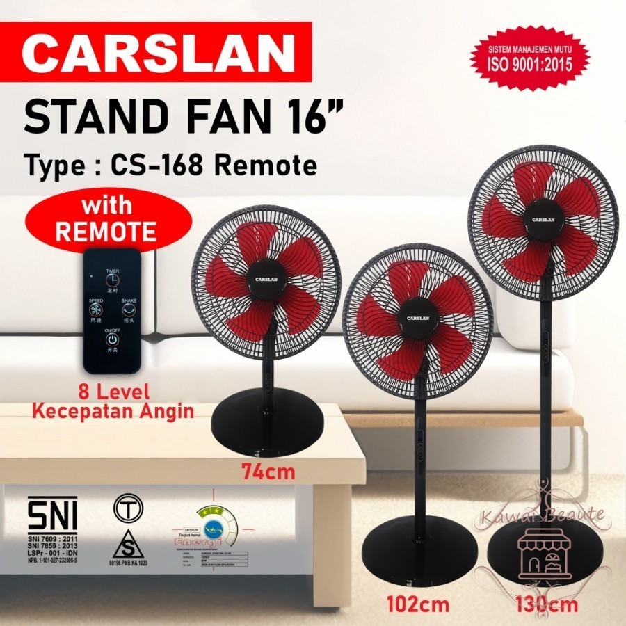 Jual CARSLAN 16 inch Kipas Angin REMOTE 2in1 Berdiri Dan Meja Stand ...