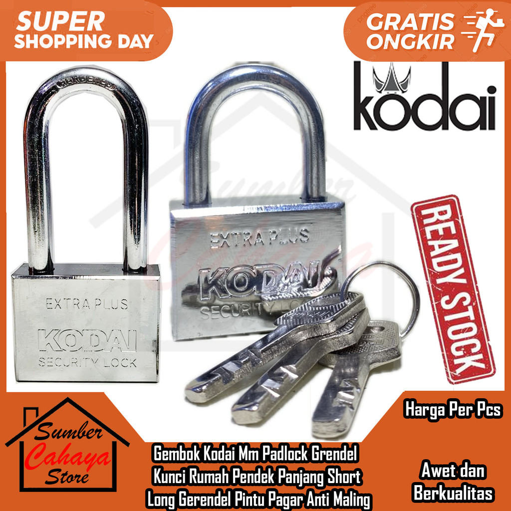Jual Bahan Besi Stainlis Padlock Gembok Kodai 40 50 60 Mm Grendel Kunci ...