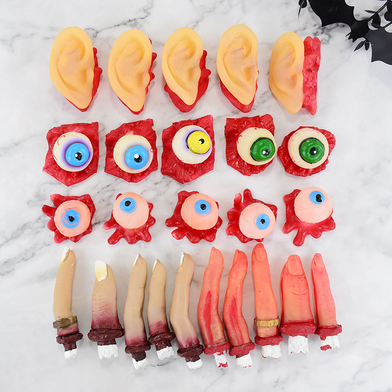 Jual 5pcs Halloween Blood Ear Eyeball Broken Finger Props Simulate ...