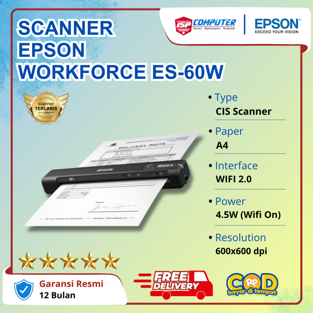 Jual Scanner EPSON WORKFORCE ES-60W | Shopee Indonesia
