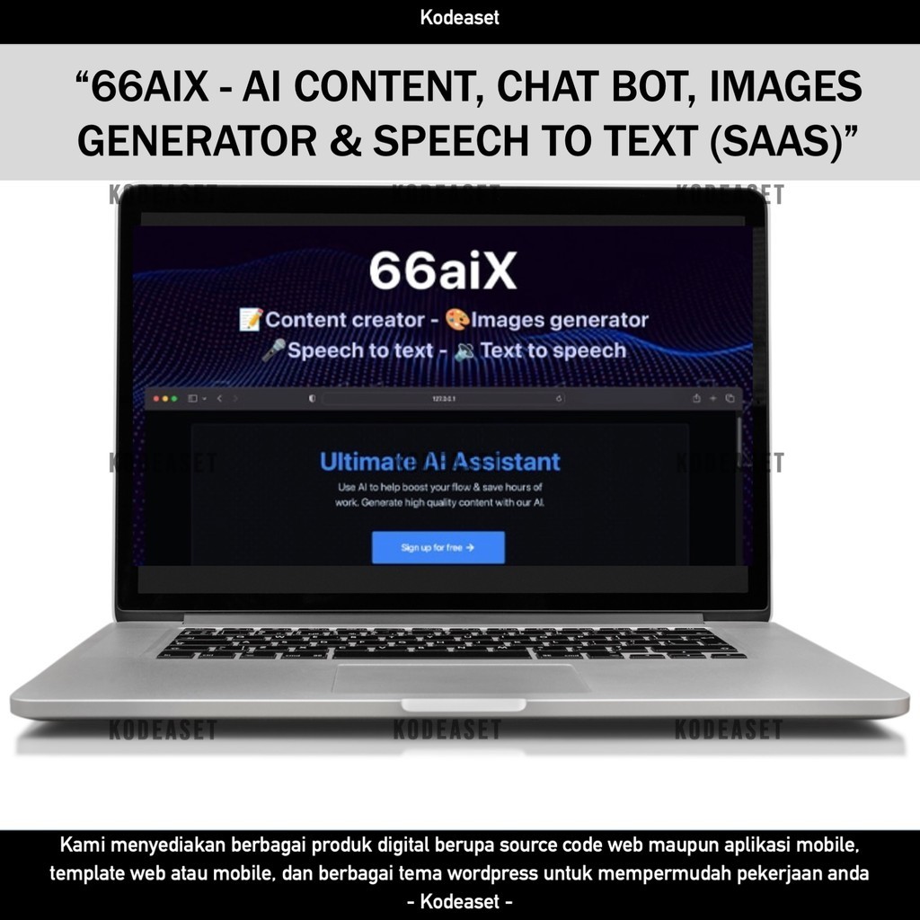 Jual SOURCE CODE APLIKASI WEB 66AIX - AI CONTENT, CHAT BOT, IMAGES GENERATOR & SPEECH TO TEXT ...