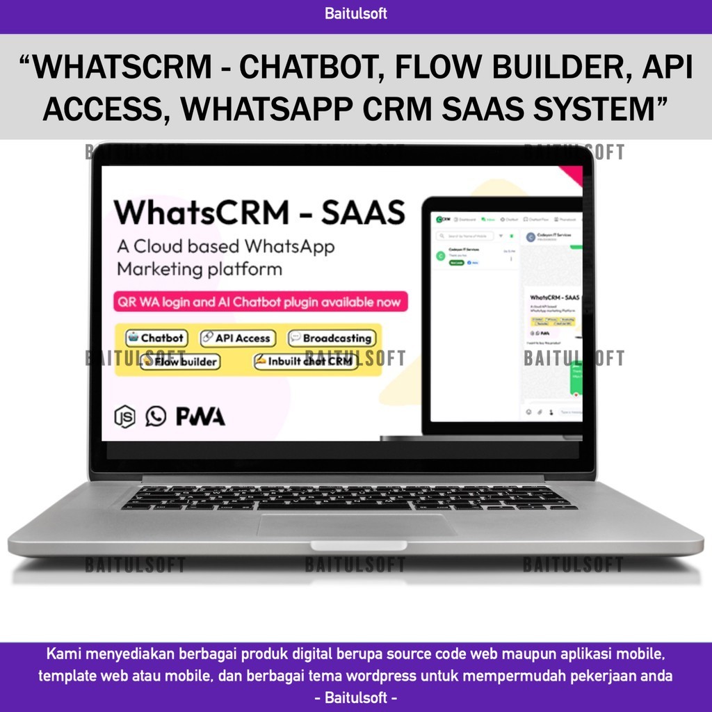 Jual SOURCE CODE APLIKASI WEB WHATSCRM - CHATBOT, FLOW BUILDER, API ACCESS, WHATSAPP CRM SAAS ...