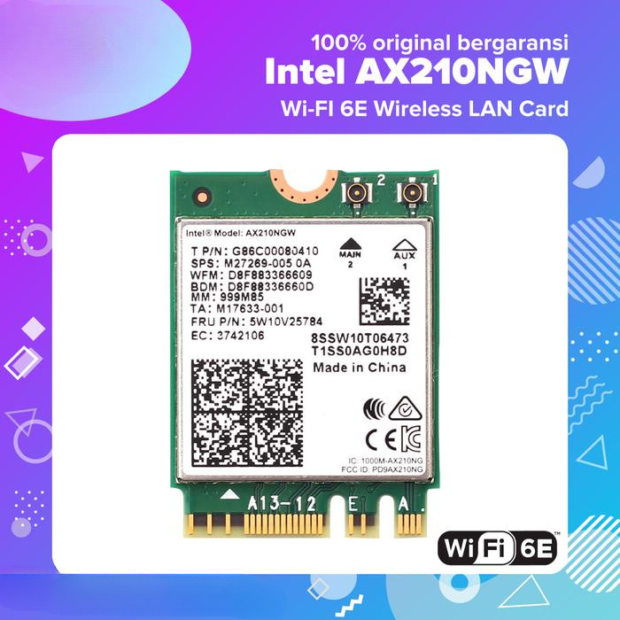 Jual Intel AX210 Wifi 6E Card Wireless 6 AC AX Bluetooth 5.2 NGFF M.2 ...