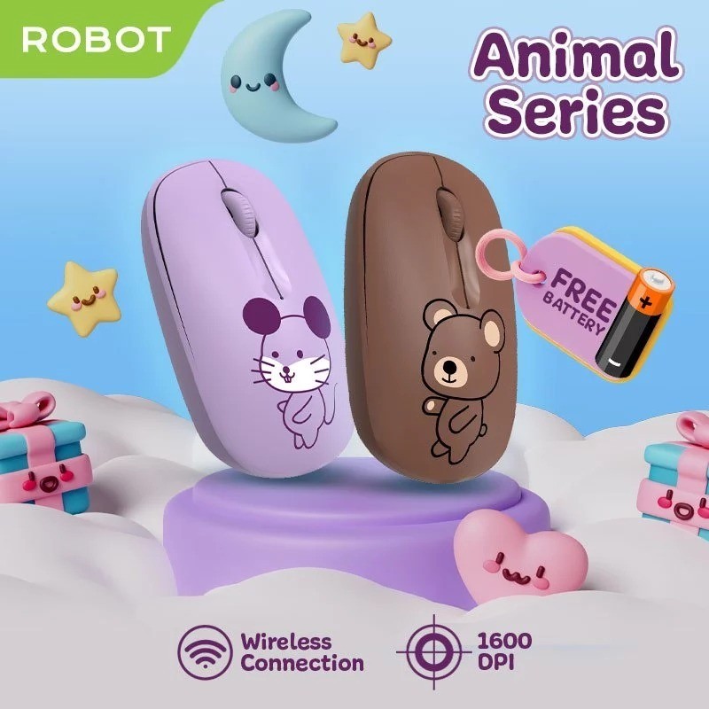 Jual Mouse Karakter Robot M260 Hewan Bear Tikus Lucu 2.4G Wireless ...