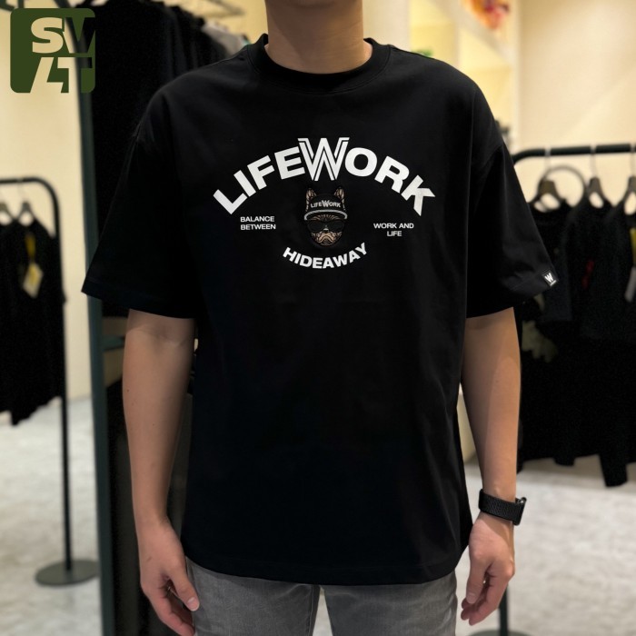 Jual Life Work Korea Arch Hipdog Embroidery Tee Lifework - Black | Shopee Indonesia