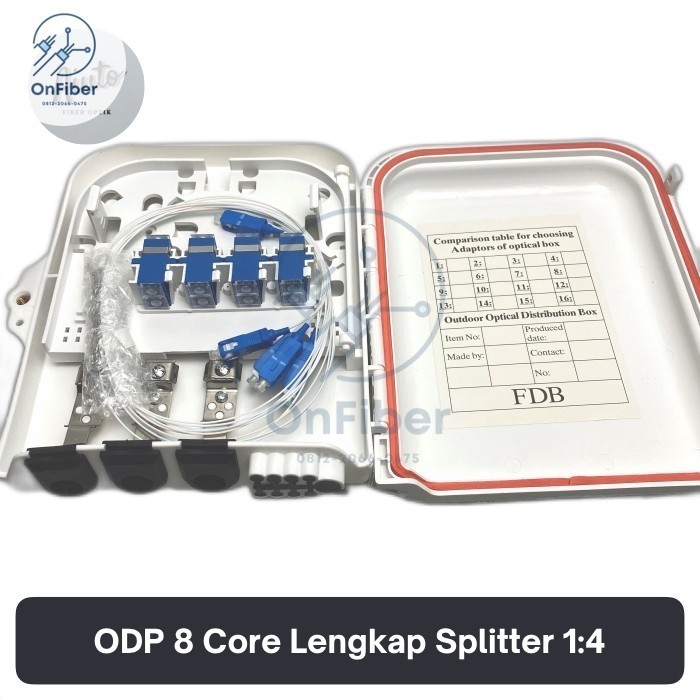 Jual ODP 8 Core Lengkap Passive Splitter 1:4 SC UPC | ODP 8 Port | ODP 8C Lengkap Passive PLC ...