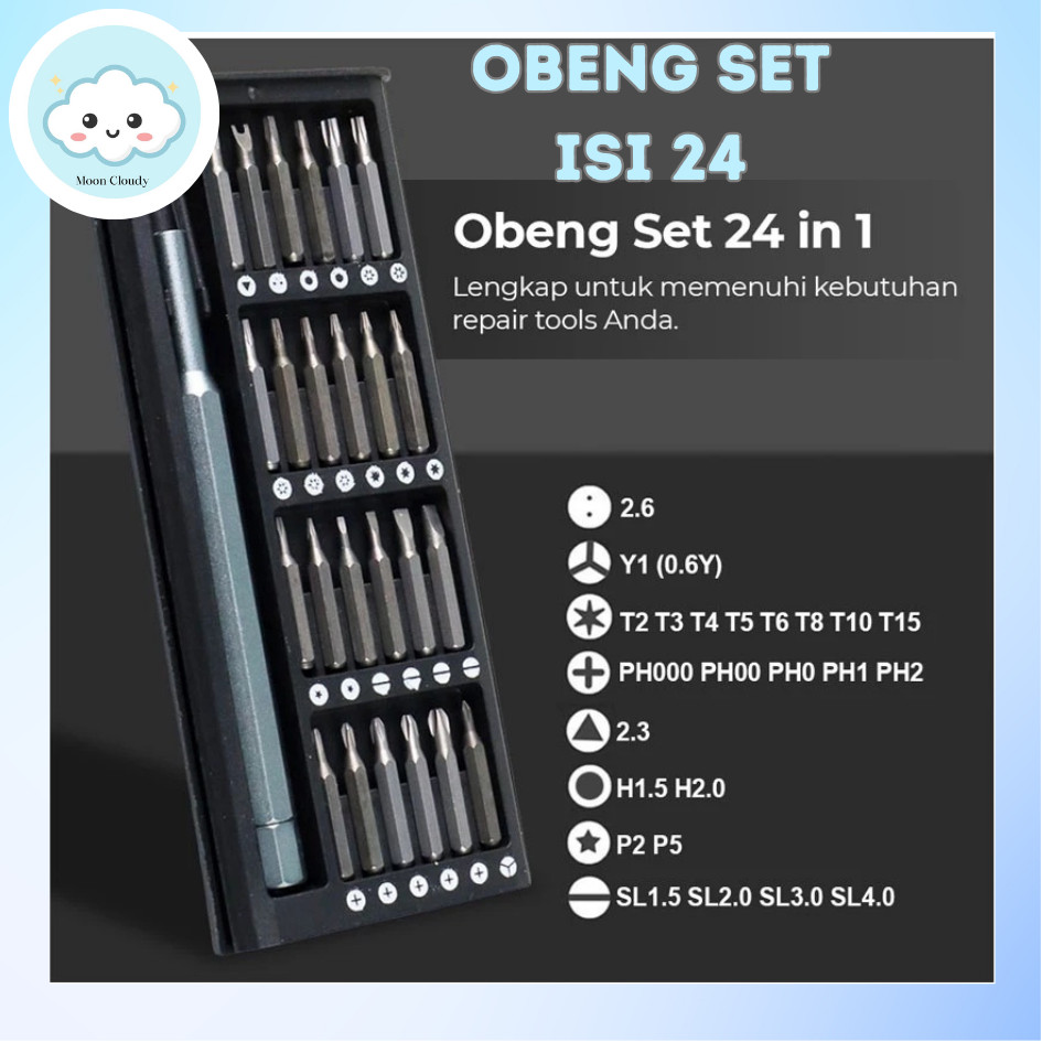 Jual Obeng set 24 in1 obeng magnet multifungsi isi 24 screwdriver set ...