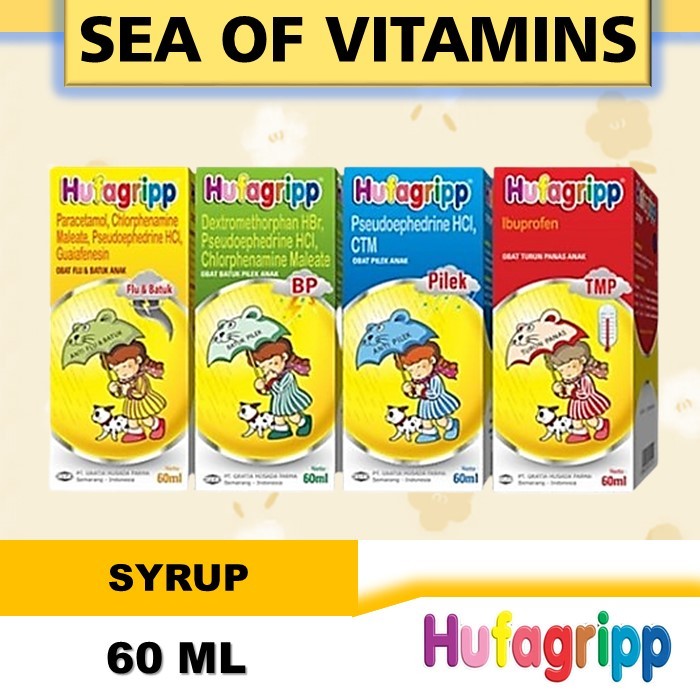 Jual HUFAGRIP PILEK,BATU KPILEK, FLU & BATUK, TMP / BIRU MERAH KUNING ...