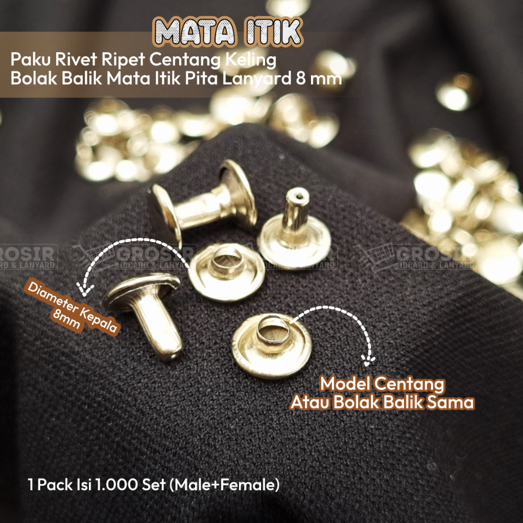 Jual Paku Rivet Ripet Centang Keling / MATA ITIK Male Female uk 8 mm ...