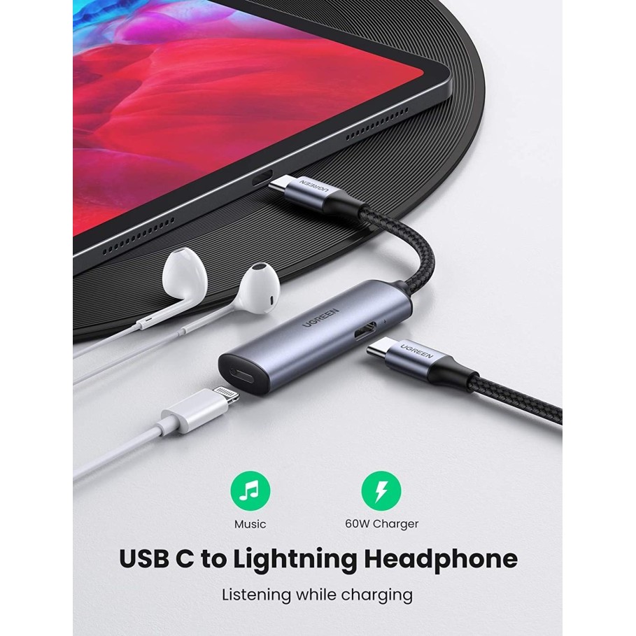 Jual Ugreen MFI USB C to Lightning Cable PD Adapter Space Grey 10cm ...