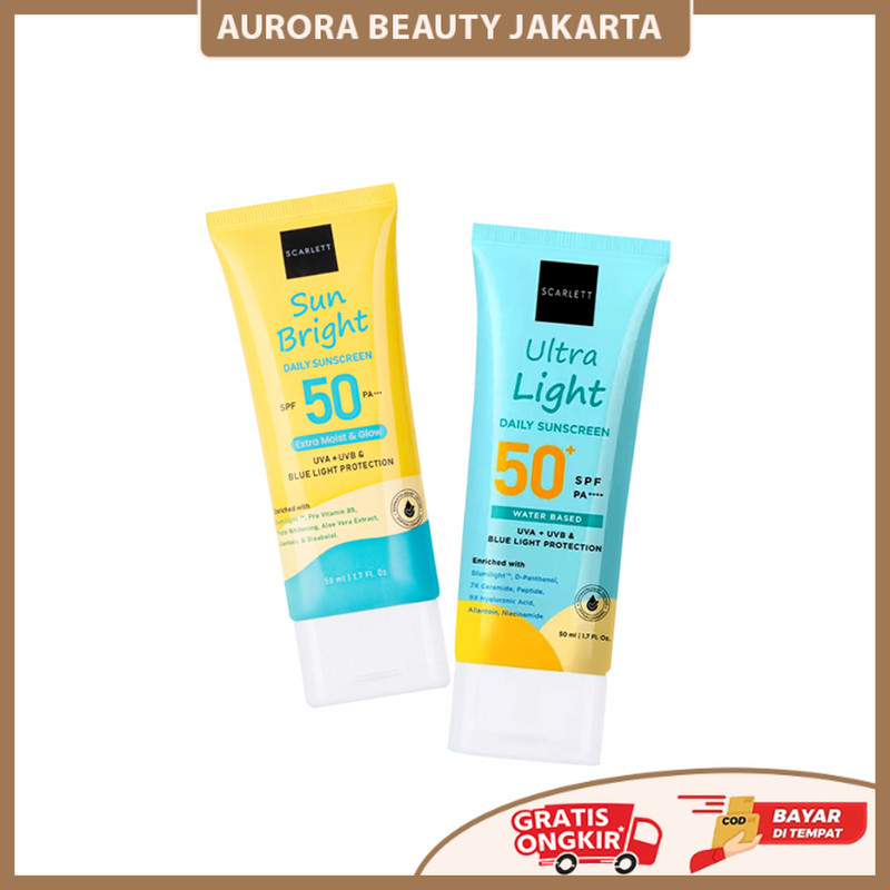 Jual SCARLETT DAILY SUNSCREEN SPF 50 PA++++ 30GR AURORA BEAUTY JAKARTA | Shopee Indonesia