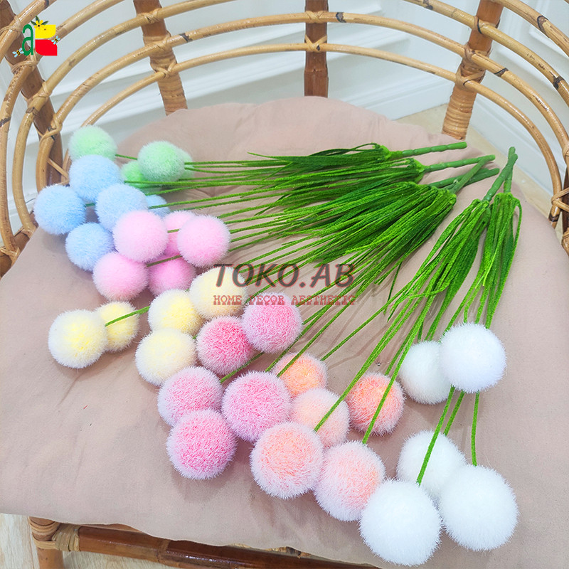 Jual B8124 BUNGA HIAS ARTIFICIAL POMPOM RUMPUT MY BUNGA PLASTIK ...