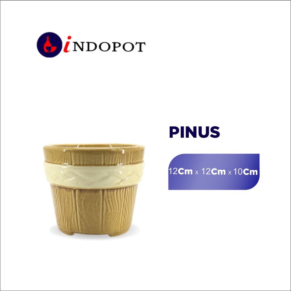 Jual Vas Keramik Bunga Rangkai Pinus Warna Mahoni Krem Unik Estetik ...